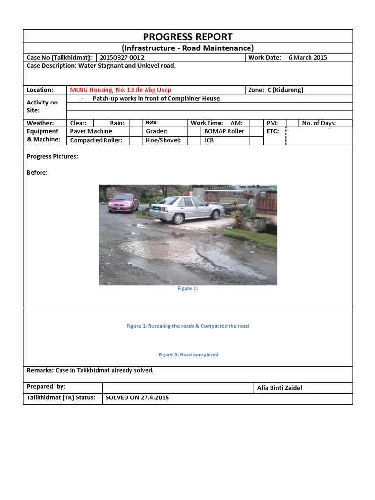 Progress Report: (Infrastructure - Road Maintenance) | PDF | Road ...