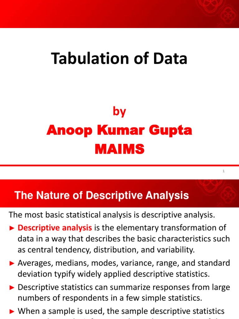 6 Tabulation of Data | PDF | Descriptive Statistics | Statistics