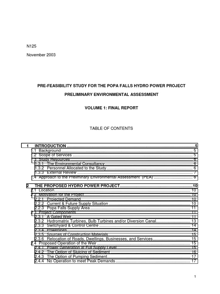 Popa Falls Hydro Power Pre-Feasibility Study | PDF | Environmental ...