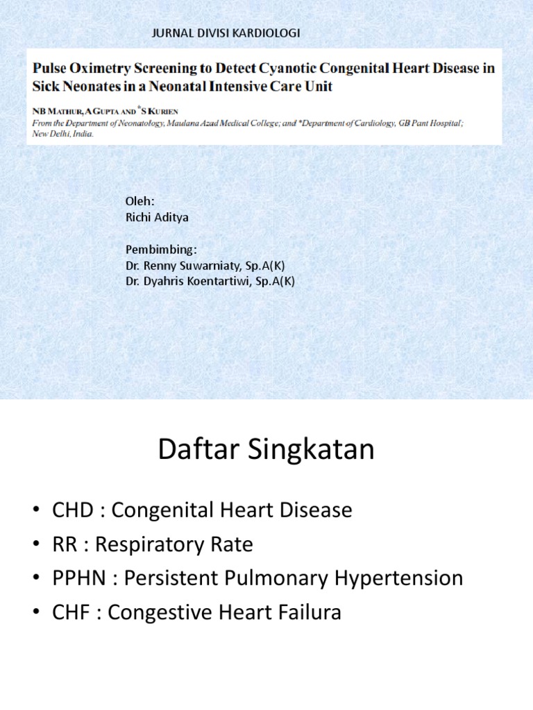 Skrining PJB Sianotik Neonatus | PDF