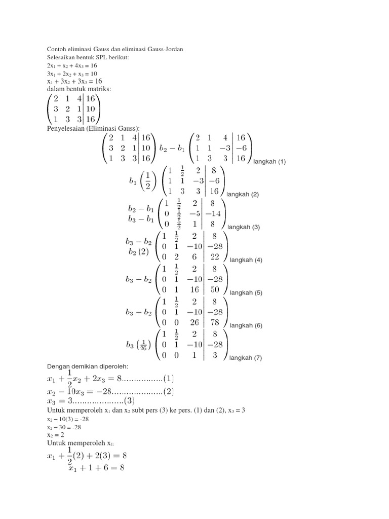 Contoh Eliminasi Gauss Dan Eliminasi Gauss | PDF