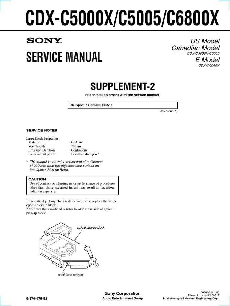 Service Manual: CDX-C5000X/C5005/C6800X | PDF