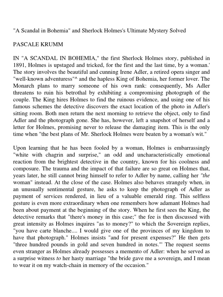 A Scandal in Bohemia - Pascale Krumm PDF | PDF | A Scandal In Bohemia ...