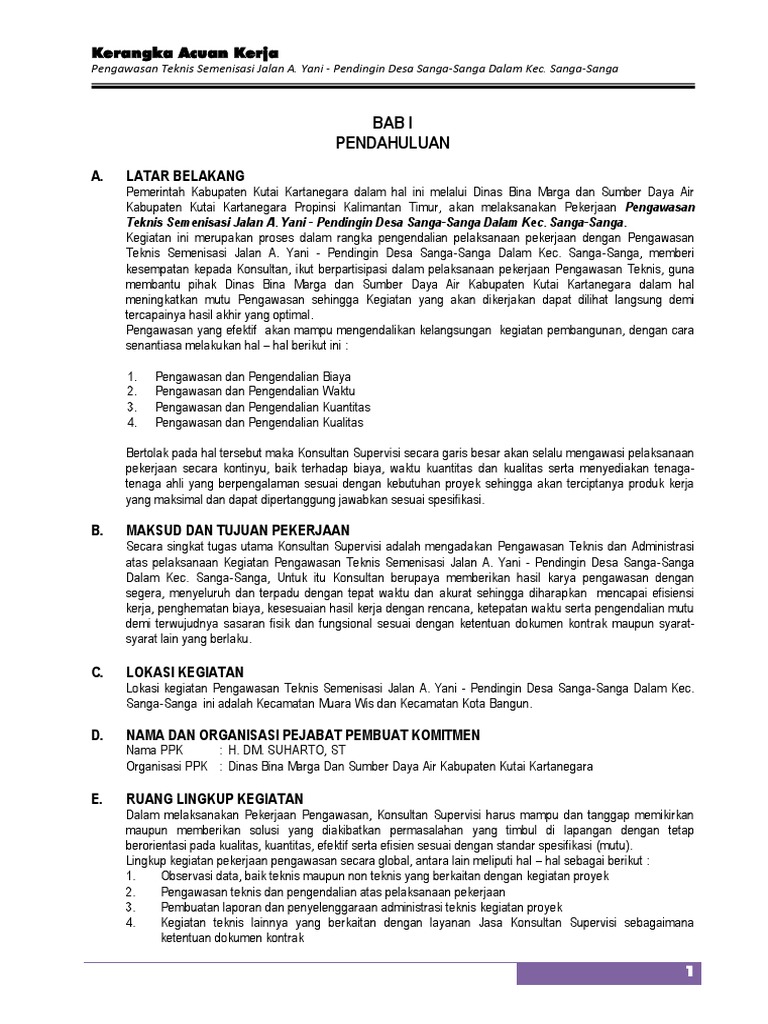 KAK Pengawasan | PDF