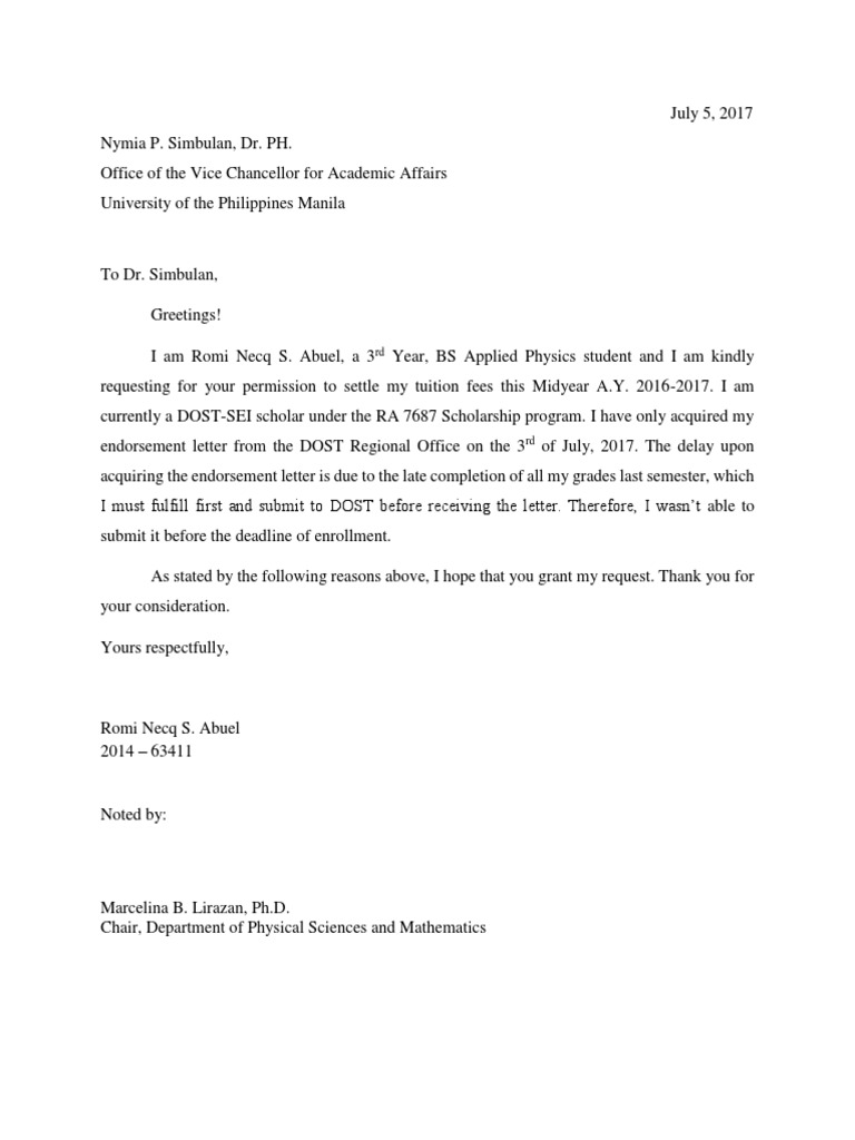 Letter of Late Enrollment | PDF | Universities And Colleges | Students