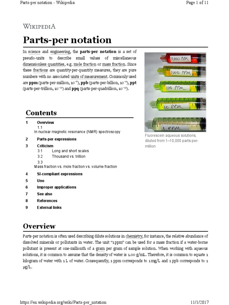 Parts-Per Million | PDF | Parts Per Notation | Units Of Measurement