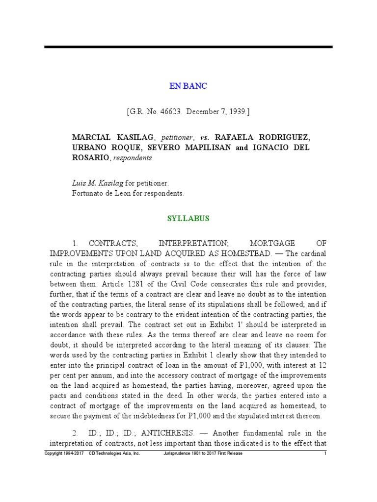 Kasilag v. Rodriguez | PDF | Mortgage Law | Loans
