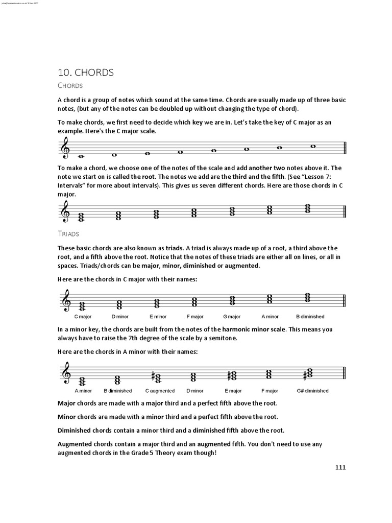 Music Theory - Chords | PDF | Chord (Music) | Minor Scale