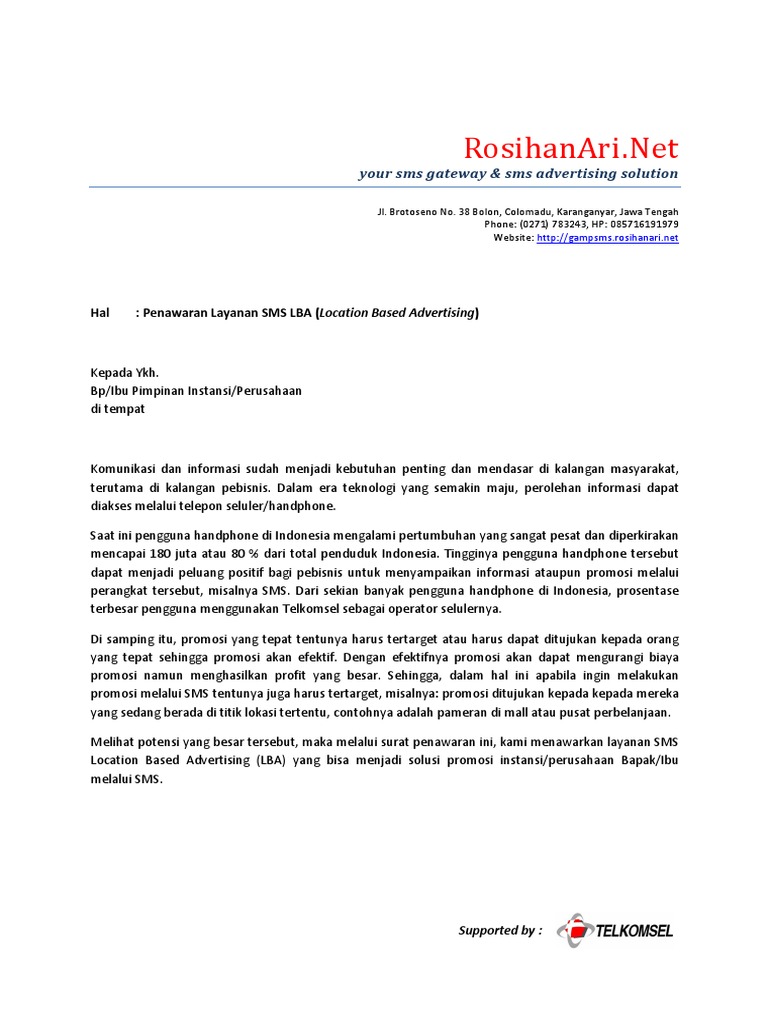 Surat Penawaran SMS LBA | PDF