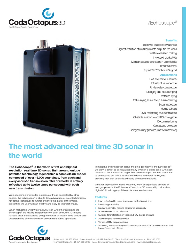 The Most Advanced Real Time 3D Sonar in The World: /echoscope | PDF | Sonar | 3 D Computer Graphics
