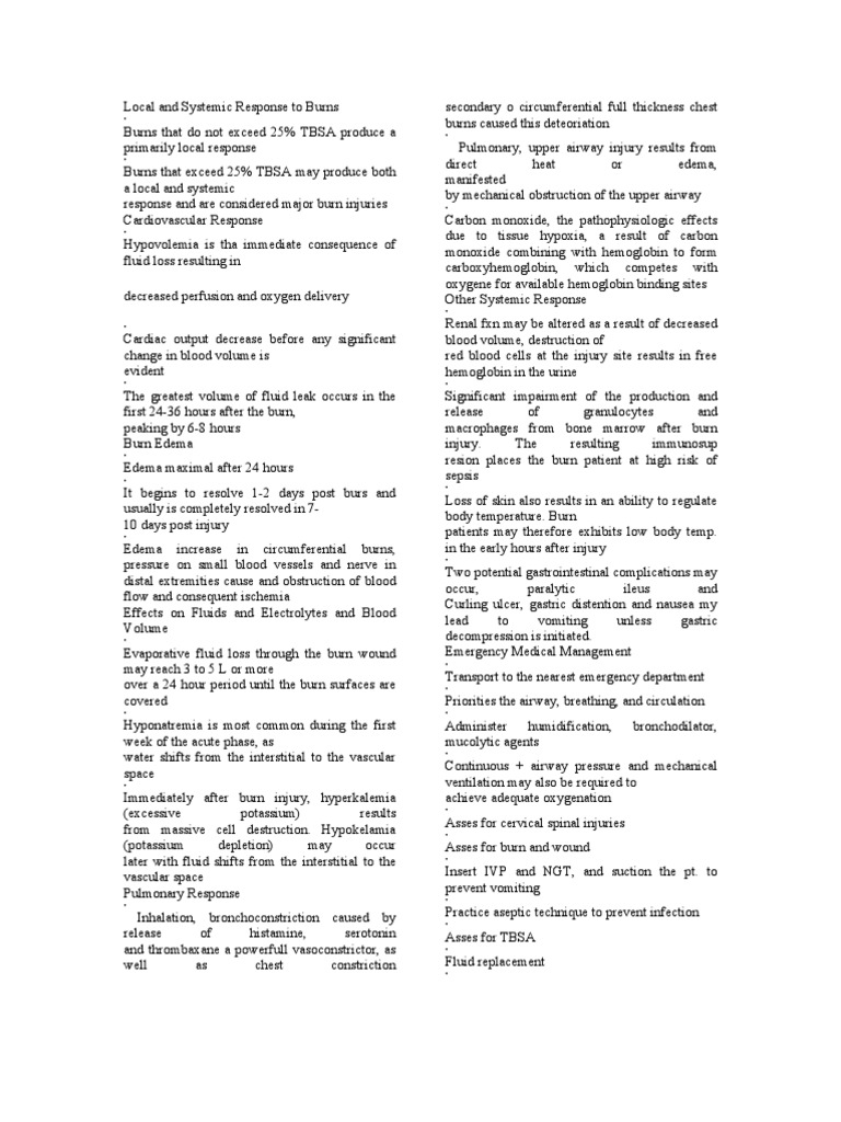 Local and Systemic Burn Responses | PDF | Burn | Blood