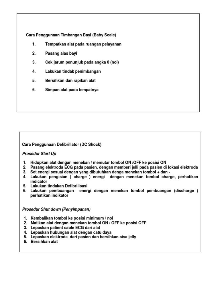Cara Penggunaan Timbangan Bayi | PDF