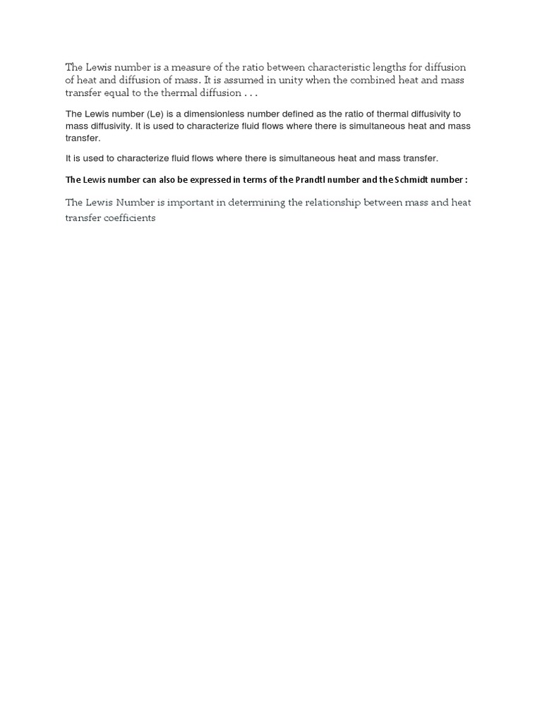 Understanding the Lewis Number in Fluid Dynamics | PDF | Diffusion | Heat