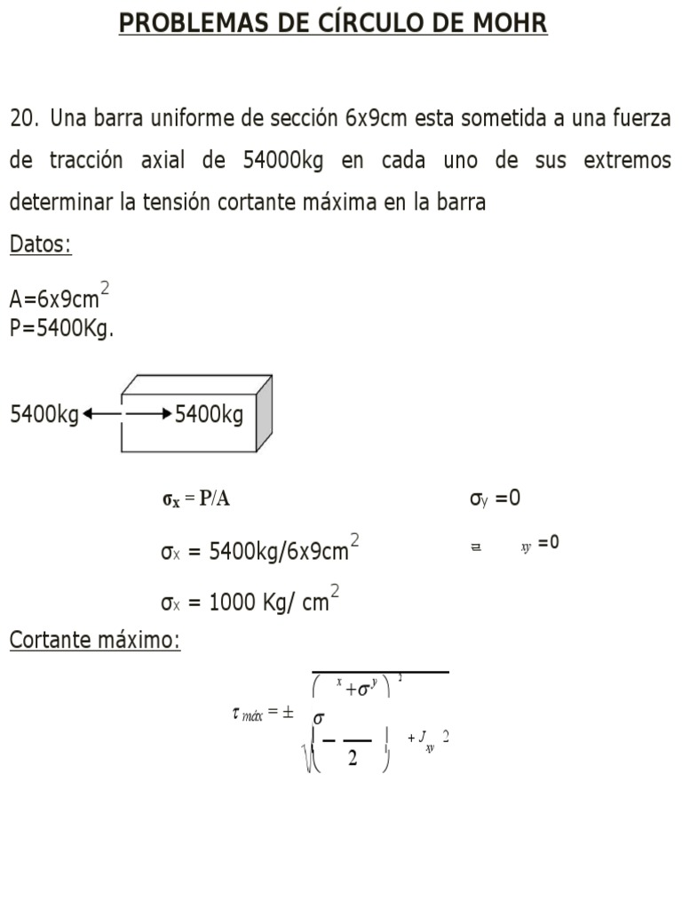 Ejercicios Resueltos Del Circulo de Mohr | PDF | Esfuerzo cortante | Estrés (Mecánica)