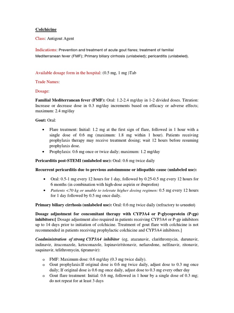 Colchicine - General Data | PDF | Gout | Hemodialysis