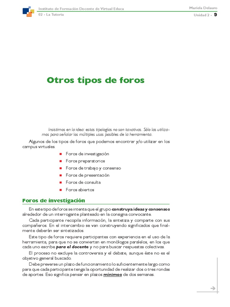 Tipos de Foros | PDF | Foro de Internet | Salón de clases