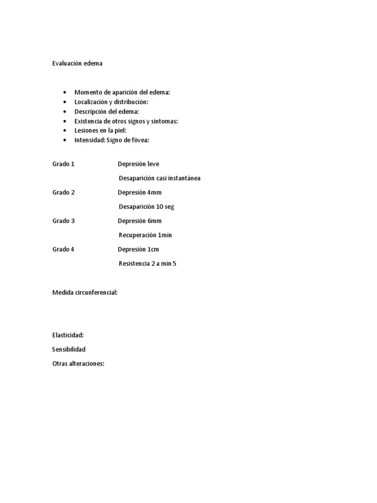 Escala de Evaluación del Edema | PDF