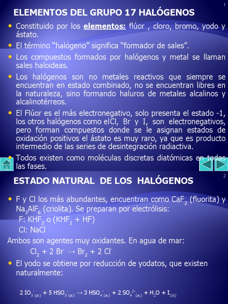 17 HALOGENOS QuimicaDescriptiva.ppt | Cloro | Flúor