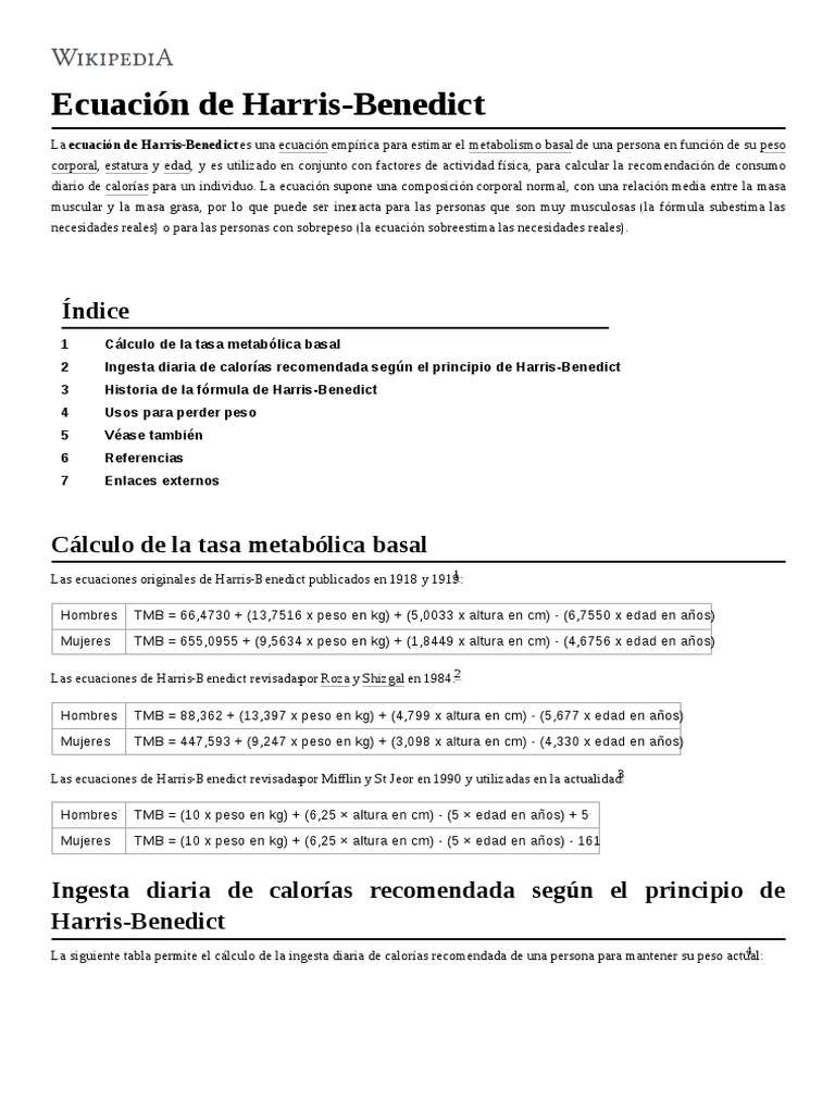 Ecuación de Harris-Benedict