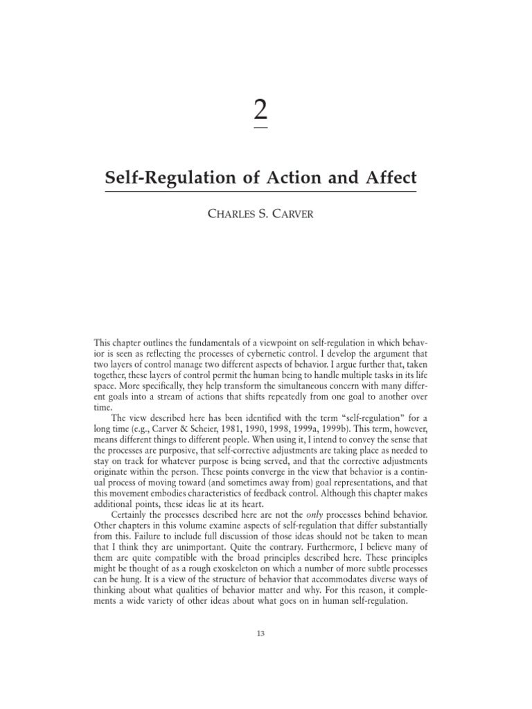 Self-Regulation of Action and Affect | PDF | Affect (Psychology) | Feedback