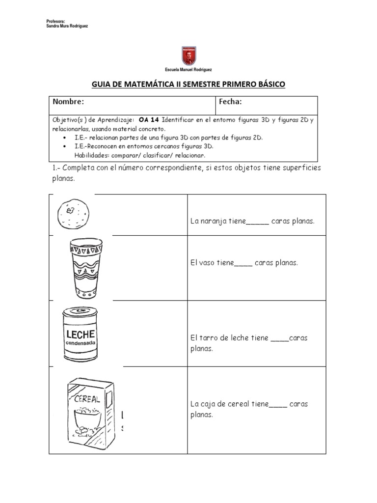 Guía de Figuras 2D y 3D Primero Básico | PDF