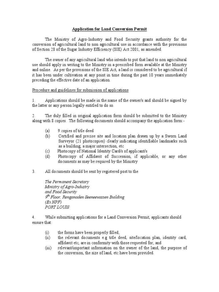 Guidelines Land Conversion Permit | PDF | International System Of Units ...