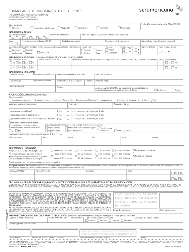 Sarlaft Persona Natural Sura | Seguro | Economias | Prueba gratuita de 30 días | Scribd