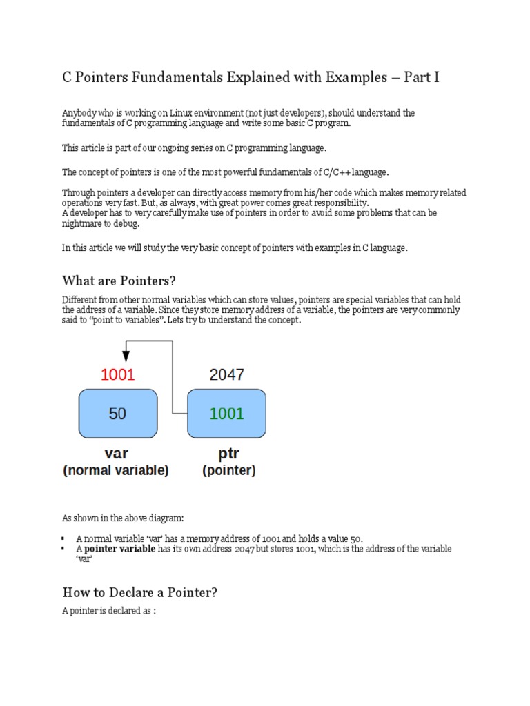 C Pointers Fundamentals Explained With Examples | PDF | Pointer ...