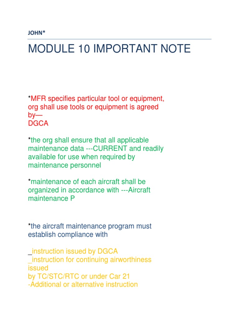 Module 10 Imp Note | PDF | Aviation | Aeronautics