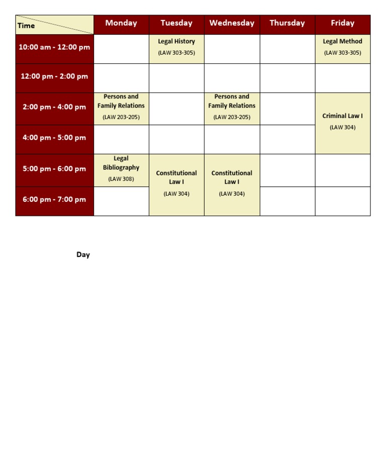 First Sem Class Sched | PDF