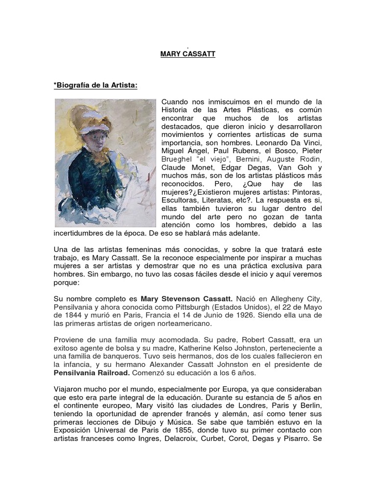 Mary Cassatt | PDF | Mary Cassatt | Edgar Degas