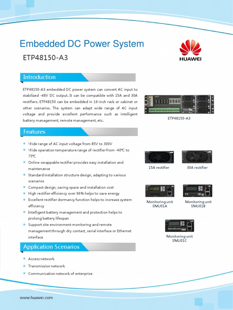 Huawei Embedded Power System ETP48150-A3 DataSheet | PDF | Rectifier ...