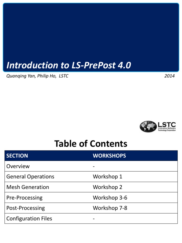 LS-PrePost Intro 2014 | PDF | Graphical User Interfaces | Cartesian ...