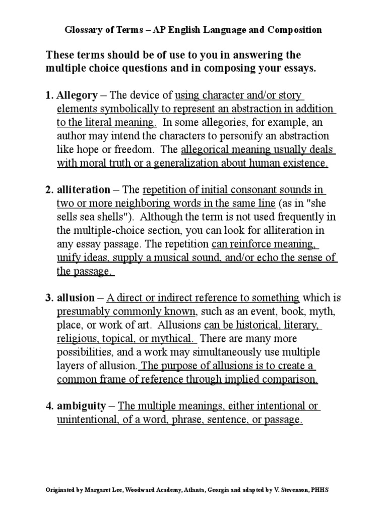 Ap Lang Glossary of Terms 2 | PDF | Irony | Narration