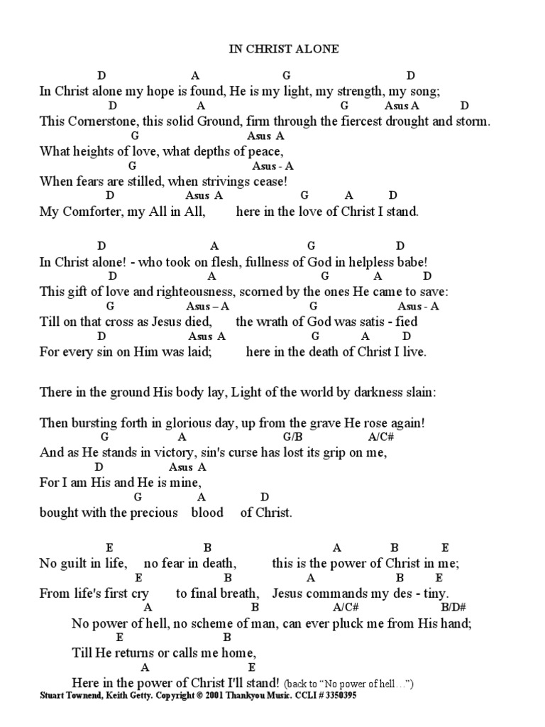 In Christ Alone Guitar Key of D | Systematic Theology | Jesus