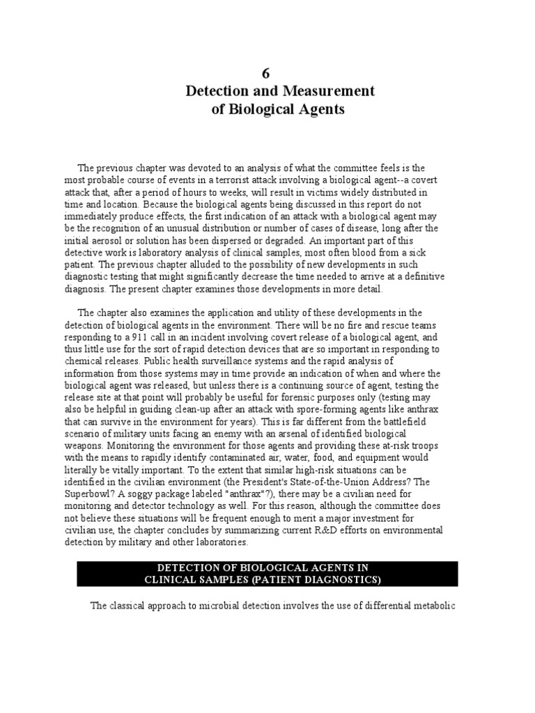6 Detection and Measurement of Biological Agents | PDF | Biosensor ...