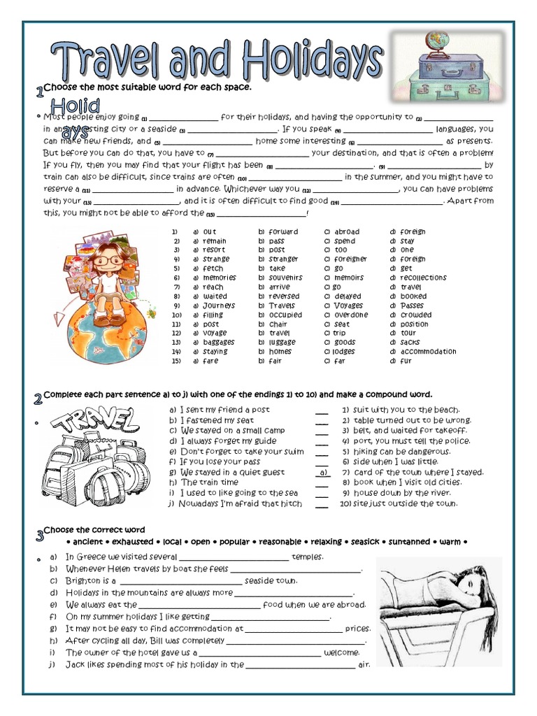 Travel and Holidays Reading Comprehension Exercises Tests 73746 ...