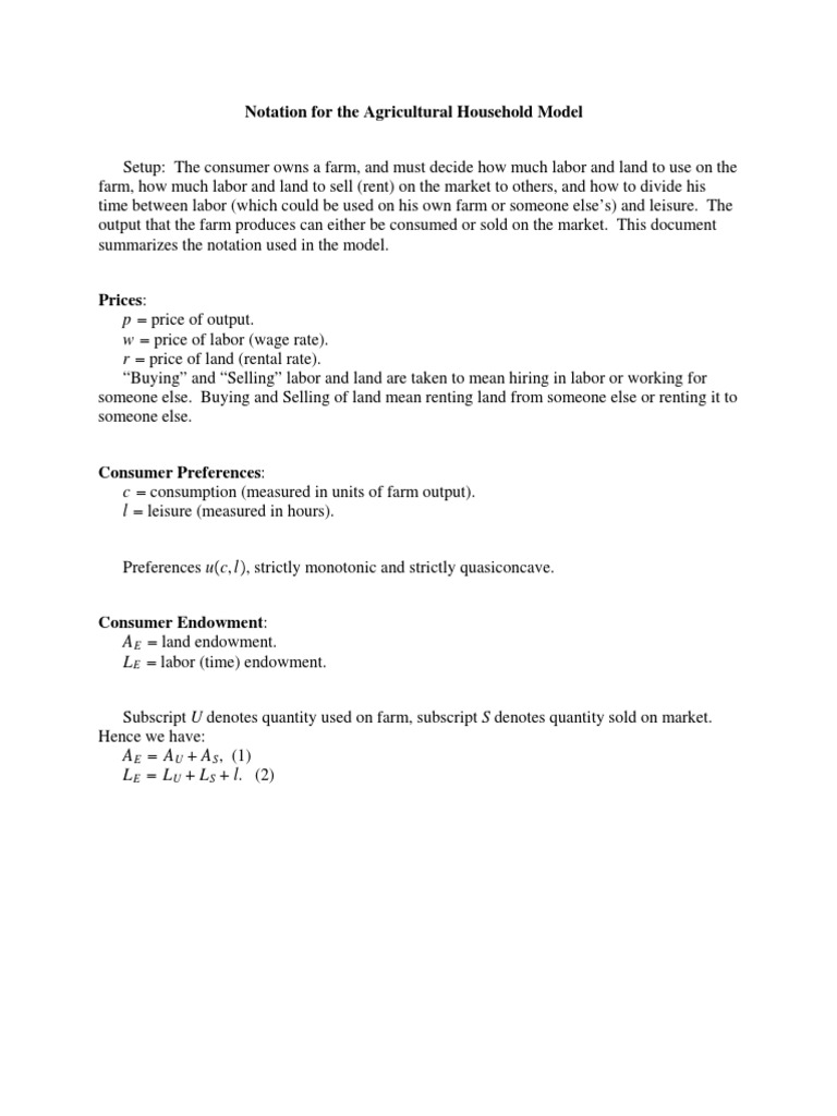 AHM Notation Handout | PDF | Labour Economics | Microeconomics