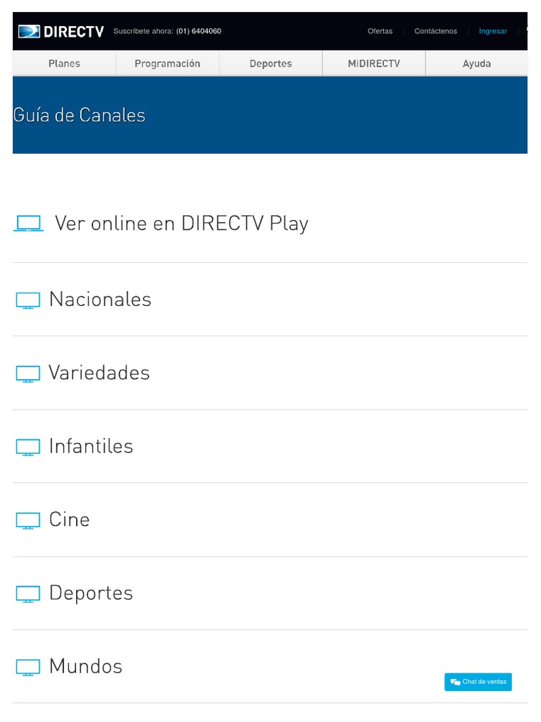 Directv Guia Canales Pdf Direc Tv Chat En Linea