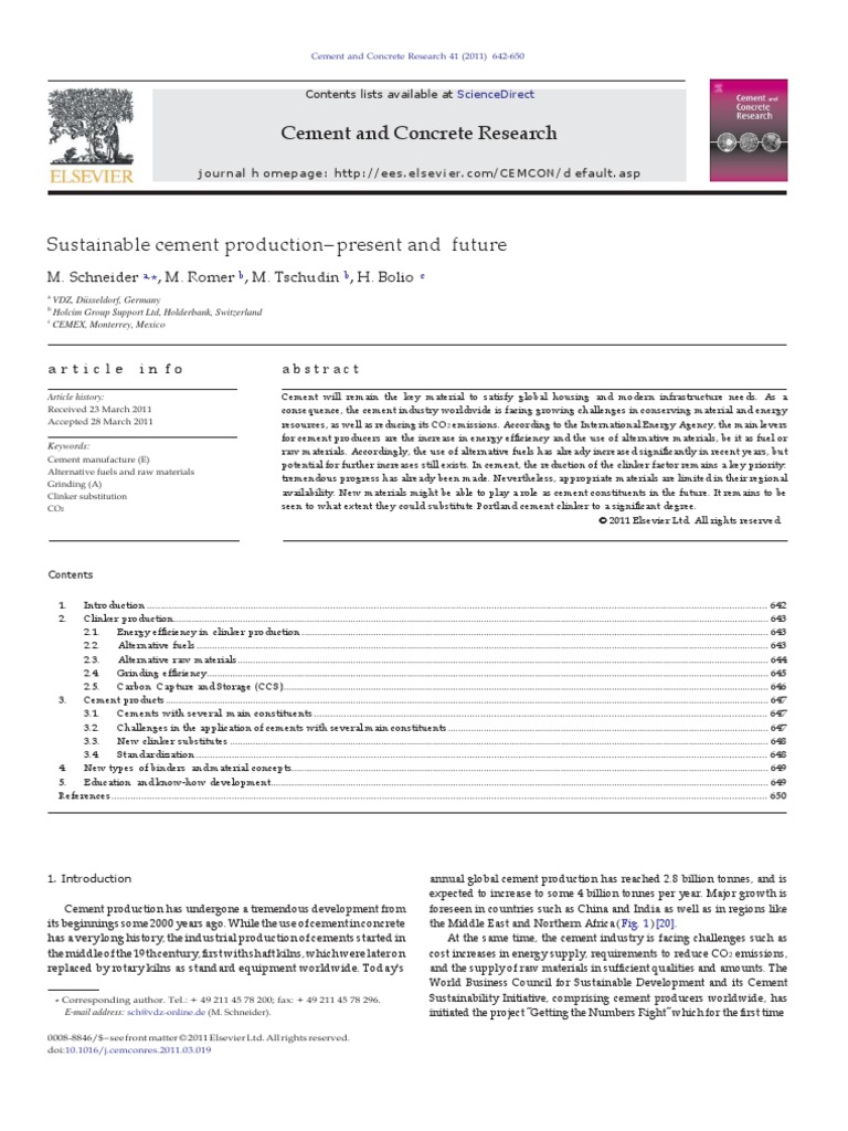 Cement and Concrete Research | PDF | Mill (Grinding) | Cement