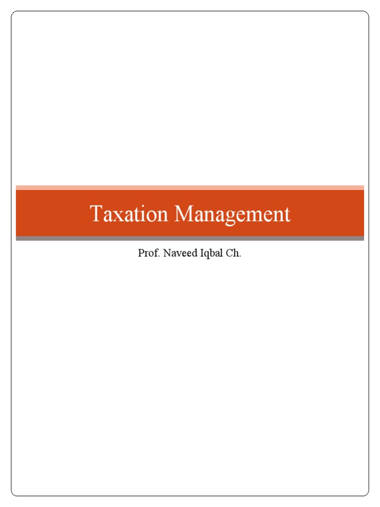 Taxation Management | PDF | Dividend | Taxes