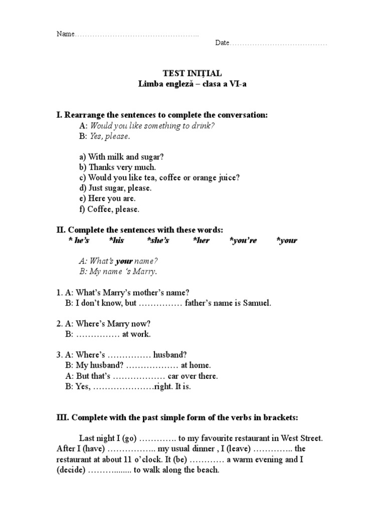 Test Engleza | PDF
