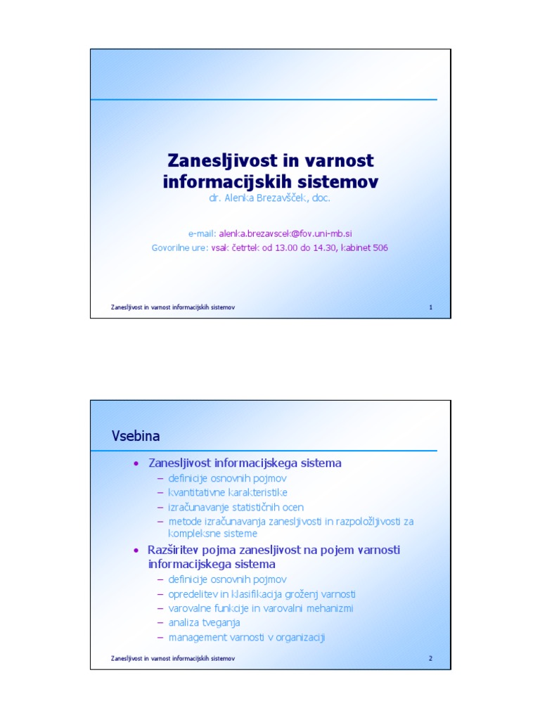 Prosojnice ZVIS Vse | PDF