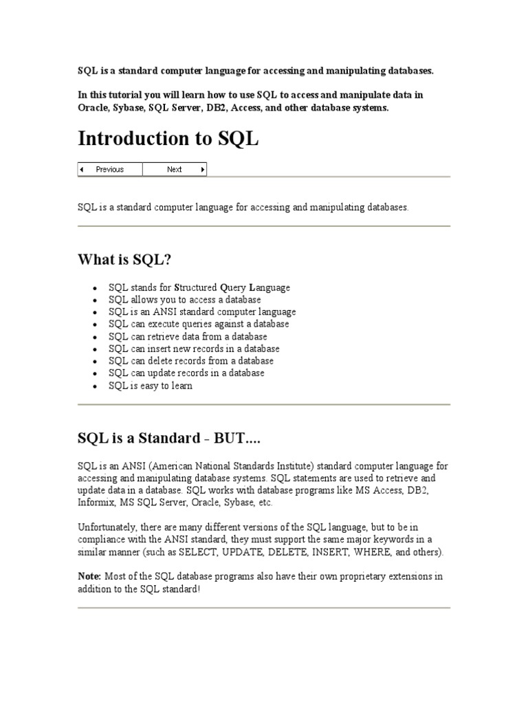 An Introduction To Structured Query Language Sql Learn The Fundamentals Of Sql For Accessing
