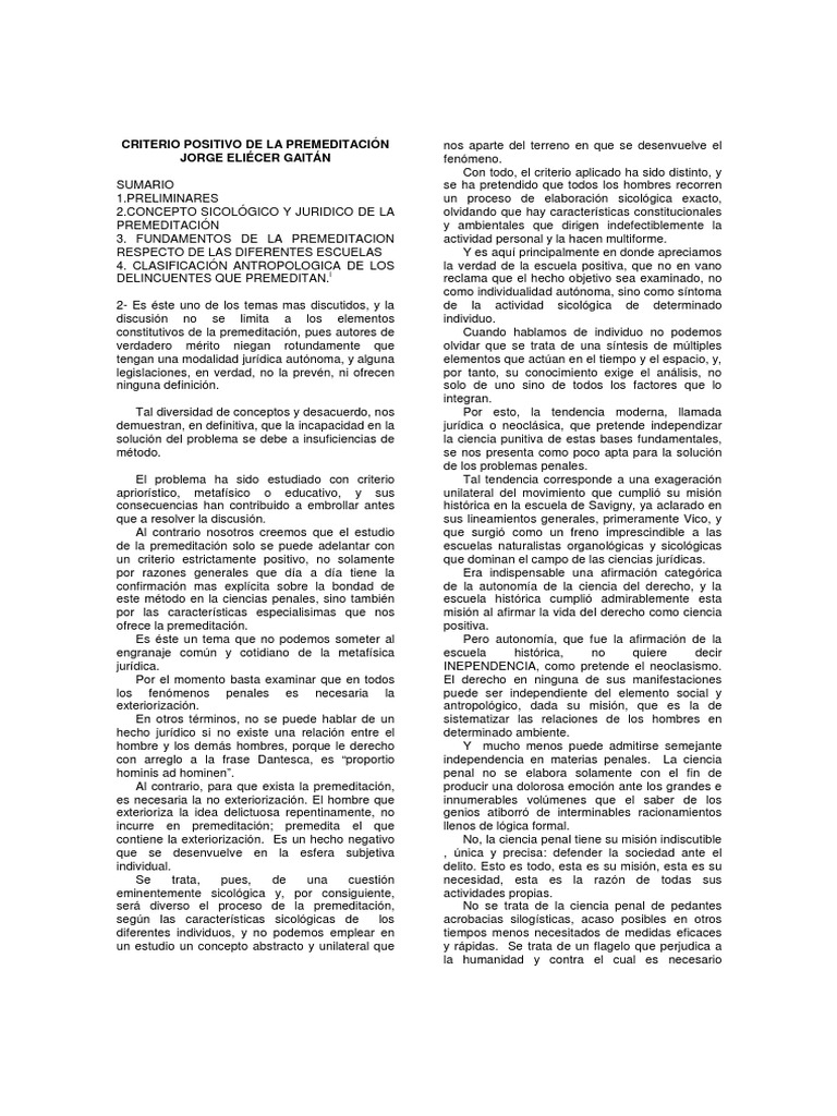 Concepto y Fundamentos de la Premeditación | PDF | Derecho penal | Science