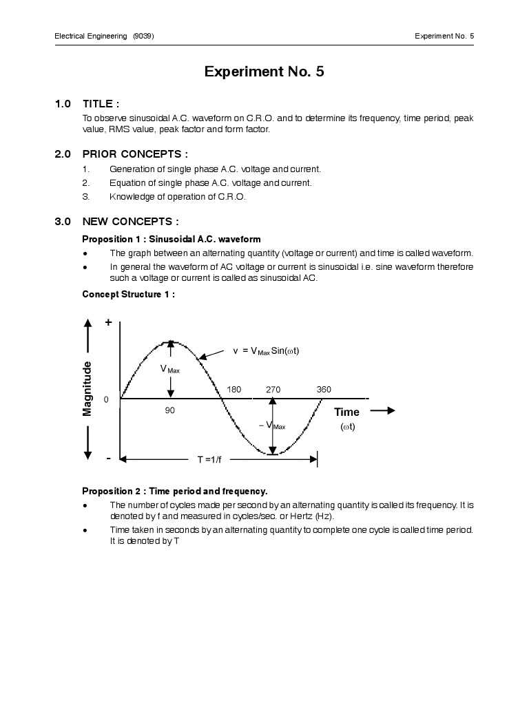 Experiment 05 | PDF | Root Mean Square | Alternating Current