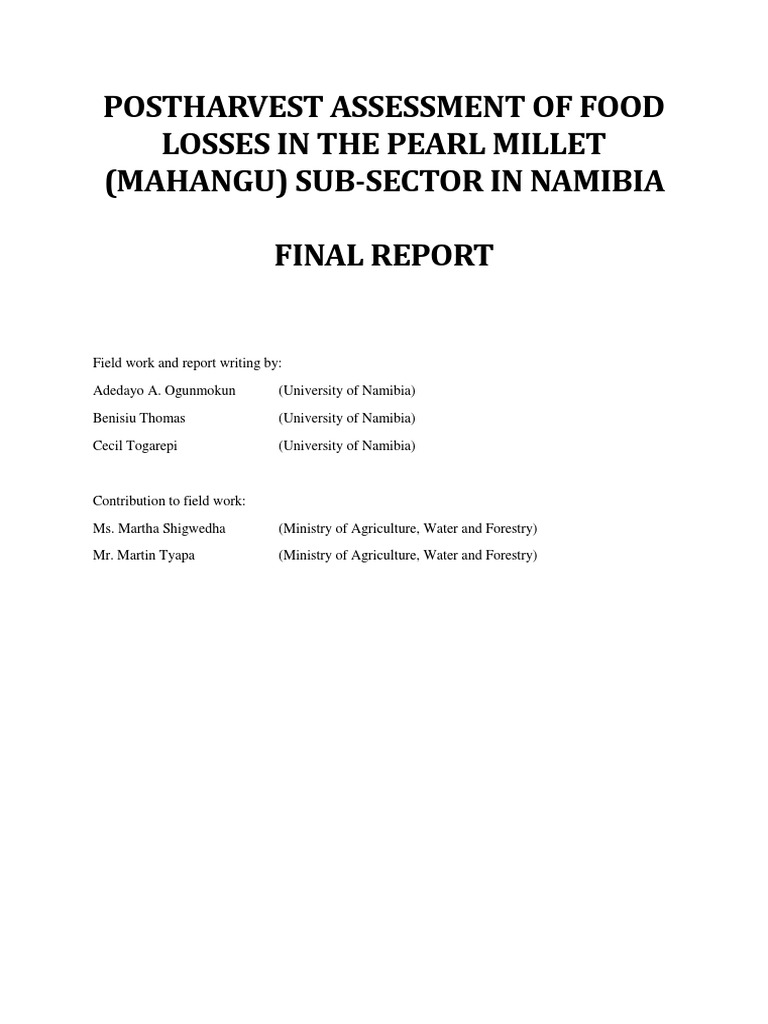 Namibia Report Millet | PDF | Food Security | Agriculture