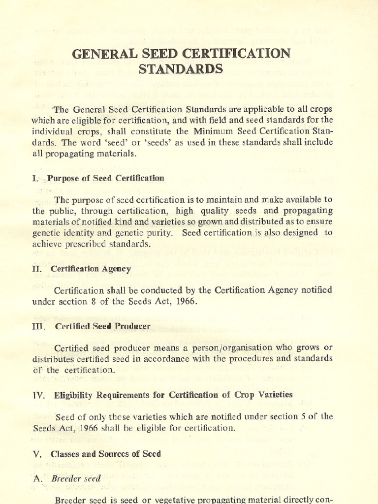 General Seed Certification Standards | PDF | Professional Certification ...