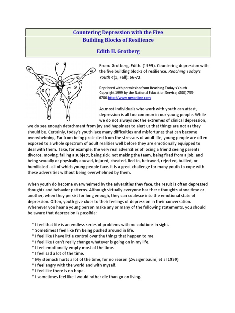 Countering Depression With The Five Building Blocks of Resilience Edith ...