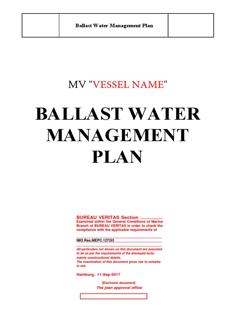 Ballast Water Management Plan Overview | PDF | Tonnage | Ships